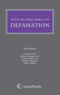 Books Kinokuniya: Duncan and Neill on Defamation (3RD) / Neill, Sir ...